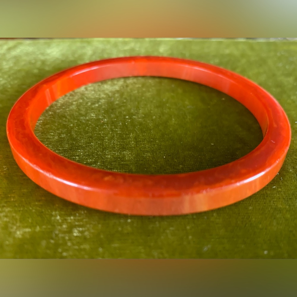 Vintage Paprika Burnt Orange Bakelite Bangle Tested - Gem